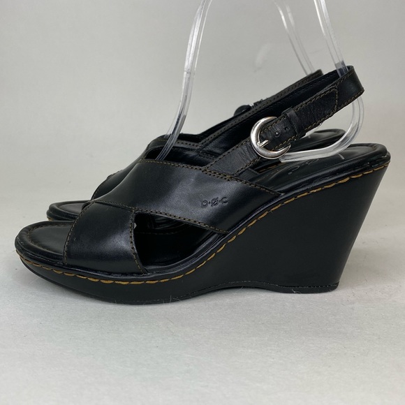boc | Shoes | Boc Born Concept Leather Slingback Wedge Sandal Heel ...
